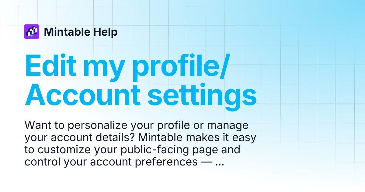 Edit my profile/Account settings | Mintable Help