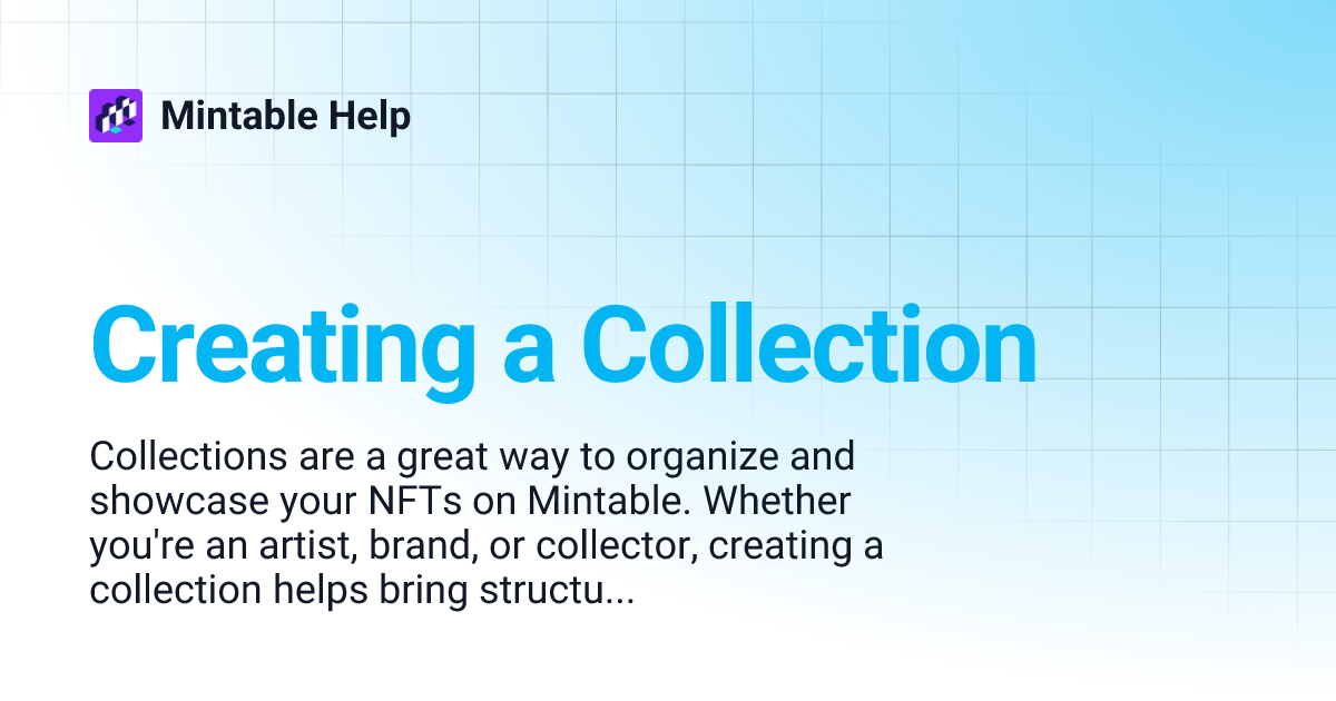 Creating a Collection | Mintable Help