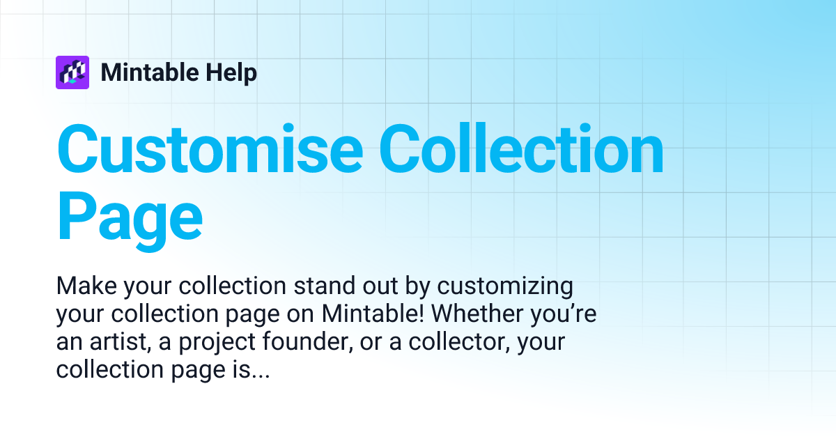 Customise Collection Page | Mintable Help