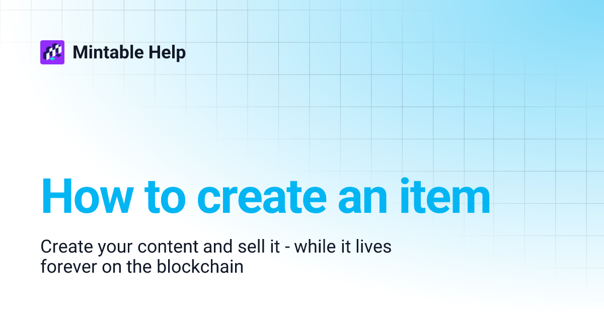How to create an item | Mintable Help